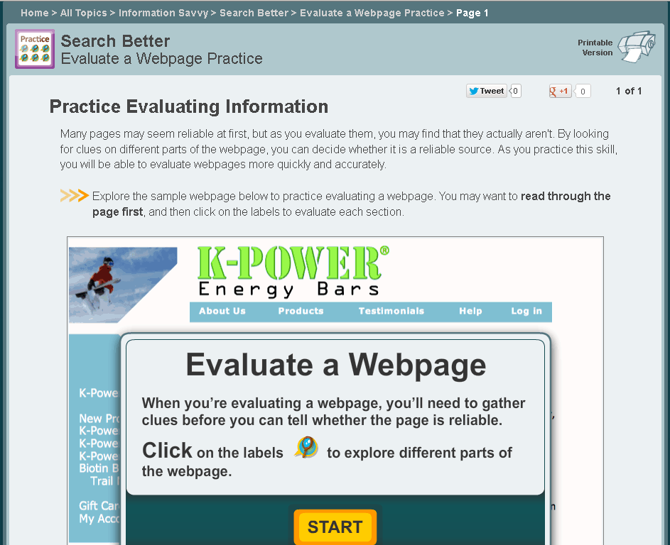 Evaluate a Web Page - Technology Curriculum