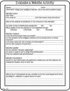 Website Evaluation Activity - Technology Curriculum